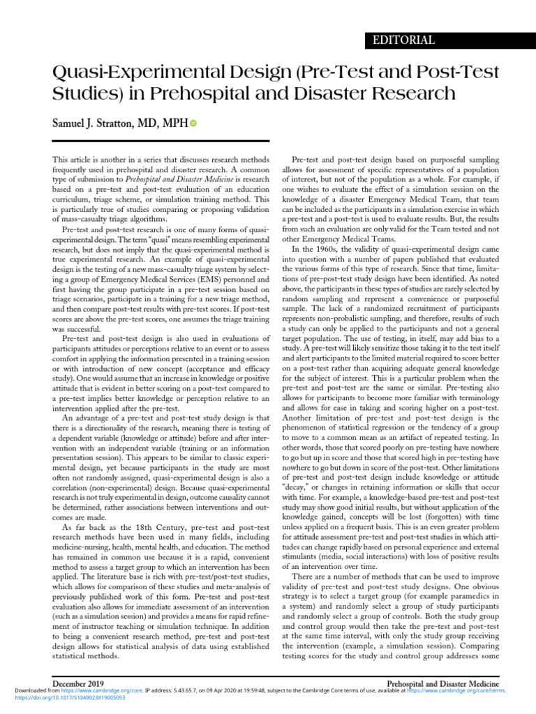 Quasi-Experimental Pre-Test/Post-Test Design | PDF | Research Methods ...