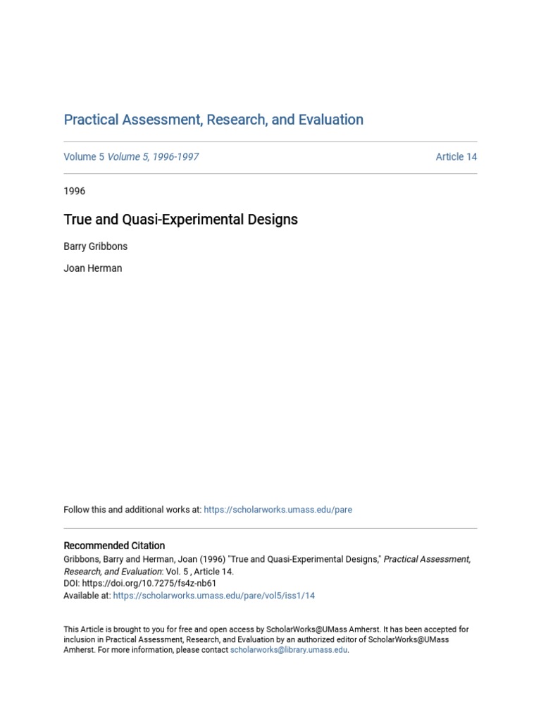 True and Quasi-Experimental Designs | Download Free PDF | Design Of ...