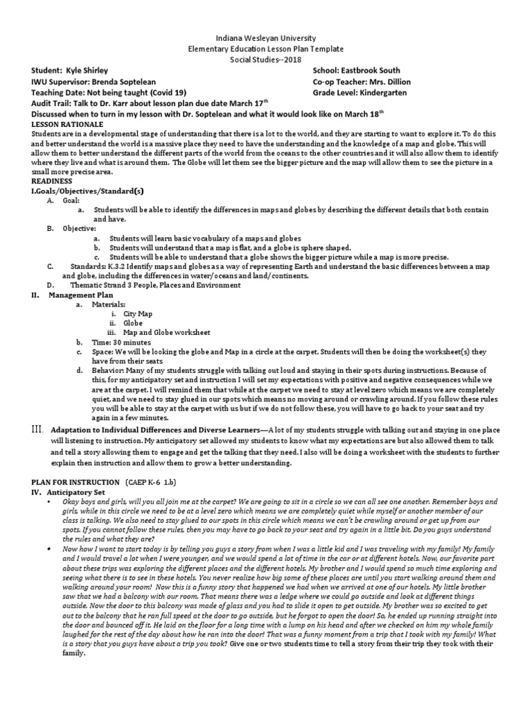 Social Studies Lesson Plan Globes and Maps Final SC | PDF | Lesson Plan ...