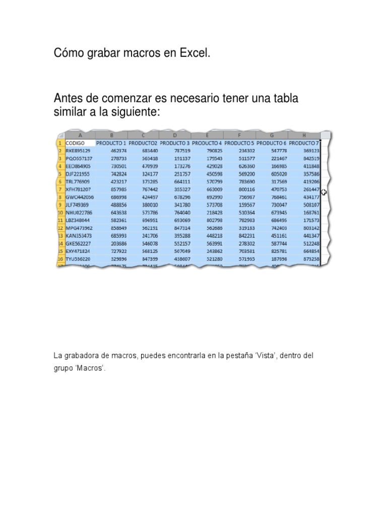 Como Grabar Macros en Excel PDF | PDF | Macro (informática) | Microsoft Excel