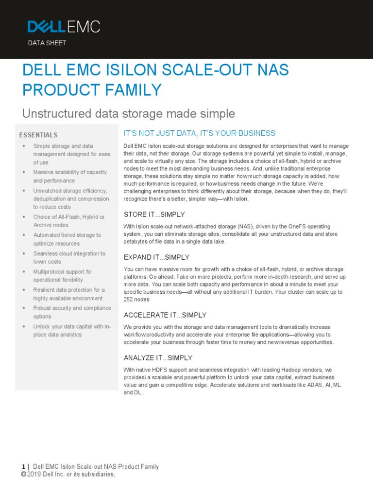 Dell Emc Isilon Scale Out Nas Data Sheet | PDF | Solid State Drive | Scalability
