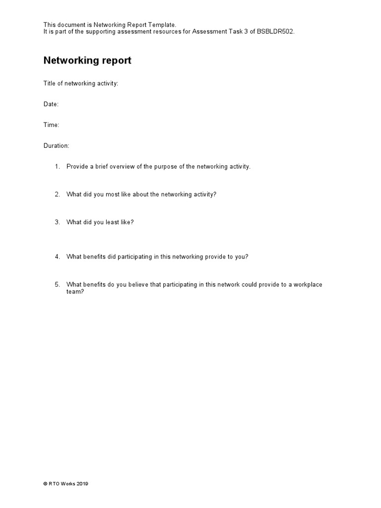 Neworking Report Template | PDF