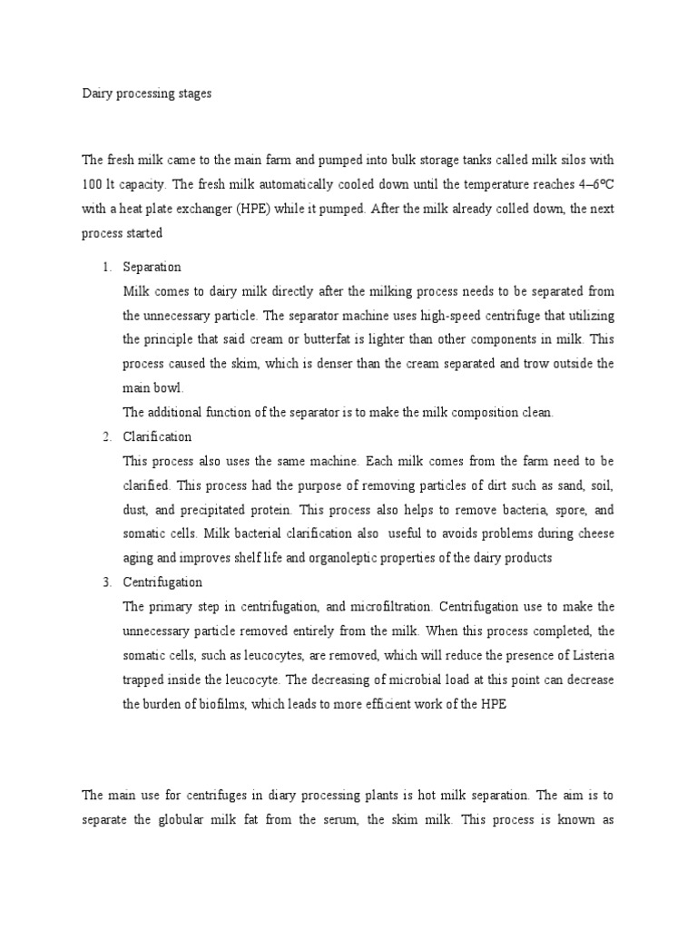 Processing Fresh Milk: From Milking to Packaging | PDF | Milk | Dairy