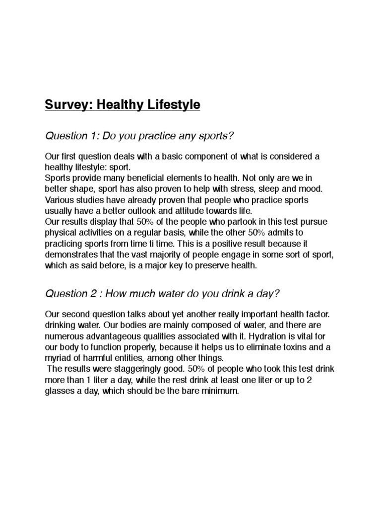 Survey: Healthy Lifestyle: Question 1: Do You Practice Any Sports? | PDF