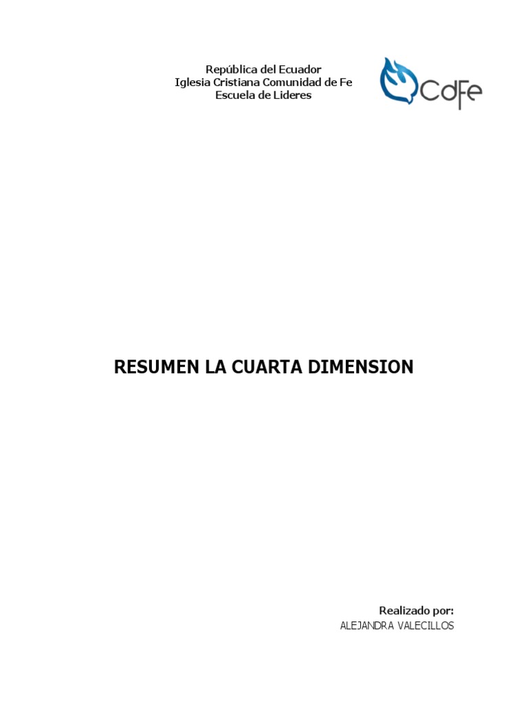 Resumen I La 4ta Dimension | PDF | Oración | Fe