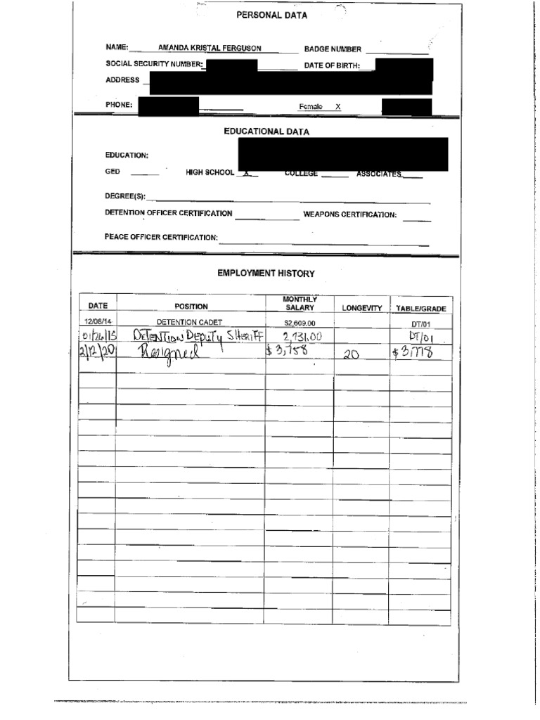 Amanda Ferguson Personnel File | PDF