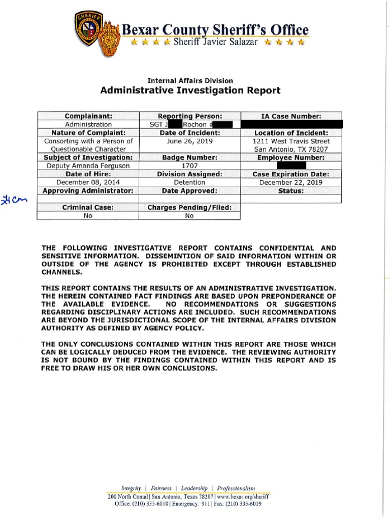 Amanda Ferguson Internal Affairs Investigative Report | PDF