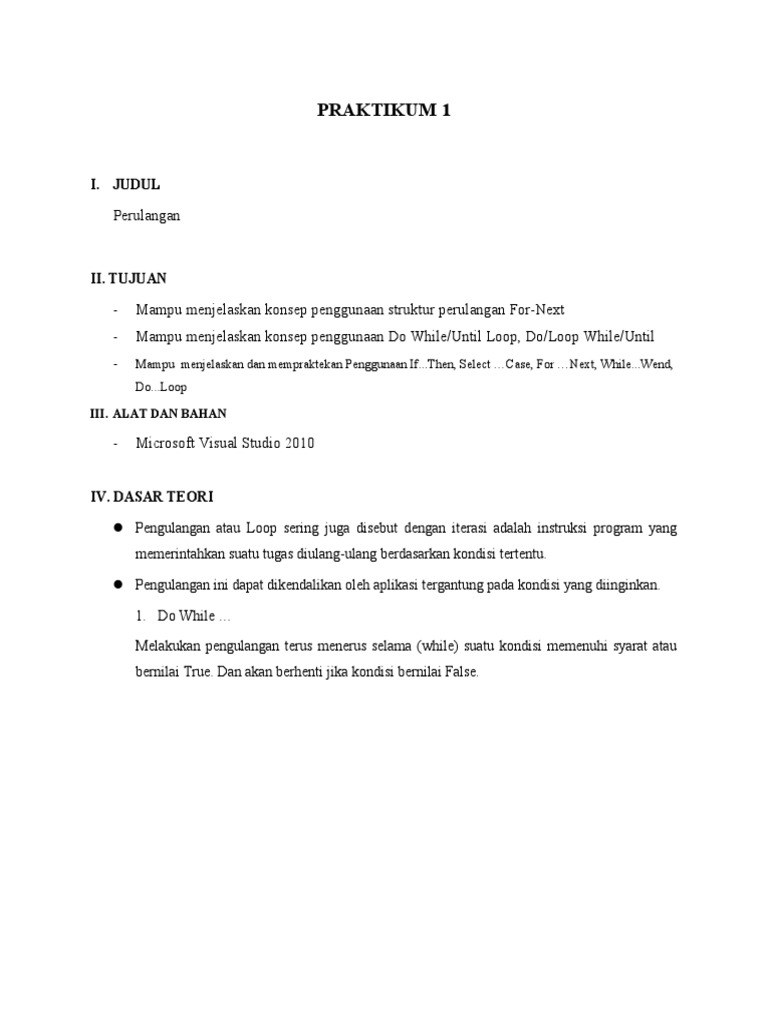 Perulangan Dalam Visual Basic | PDF