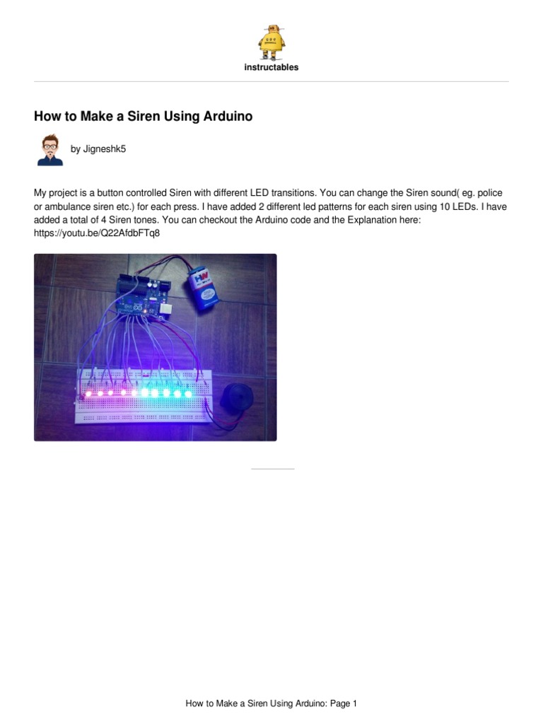 How To Make A Siren Using Arduino Pdf Arduino Electromagnetism