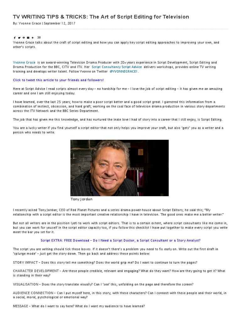 TV WRITING TIPS & TRICKS - The Art of Script Editing For Television ...