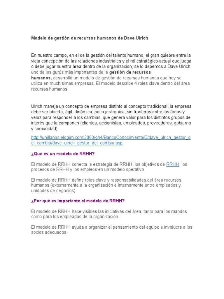 Modelo de ULRICH | PDF | Gestión de recursos humanos | Business