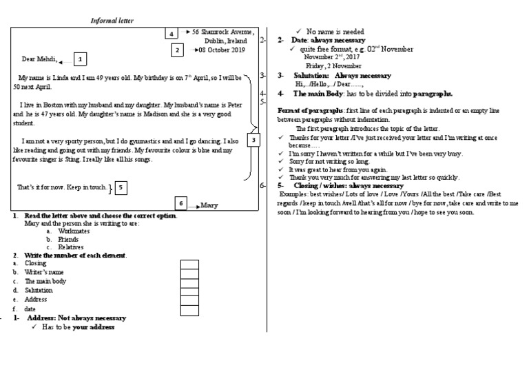 Informal Letter Structure | PDF | Paragraph