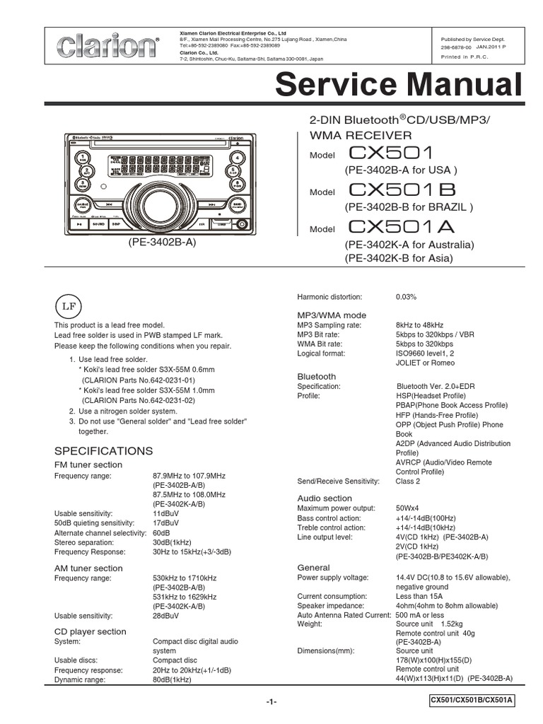 Service Manual: CX501 CX501B CX501A | PDF | Power Supply | Mp3