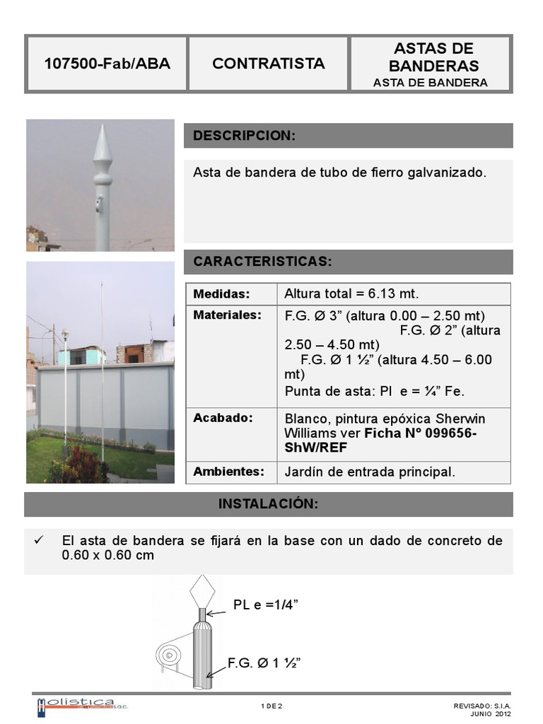 Astas de Bandera | PDF | Materiales | Materiales de construcción