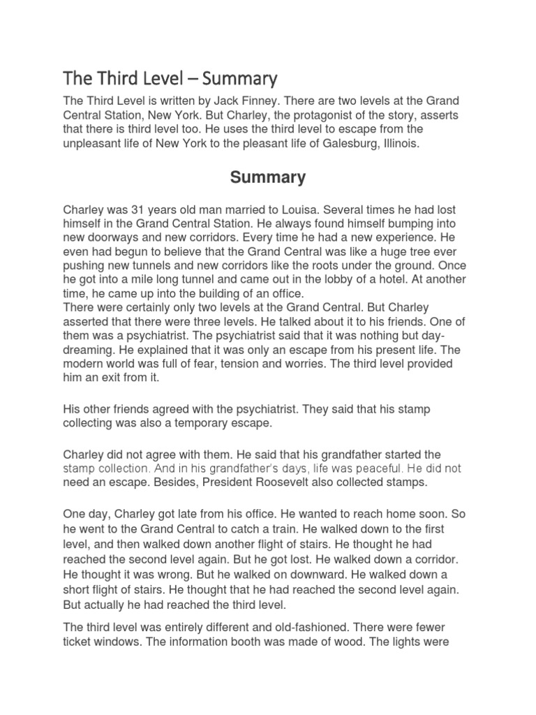 The Third Level Short Story