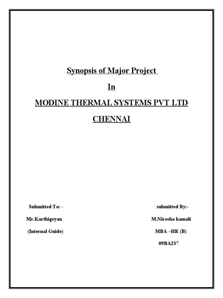 Synopsis of Major Project | PDF | Performance Appraisal | Evaluation