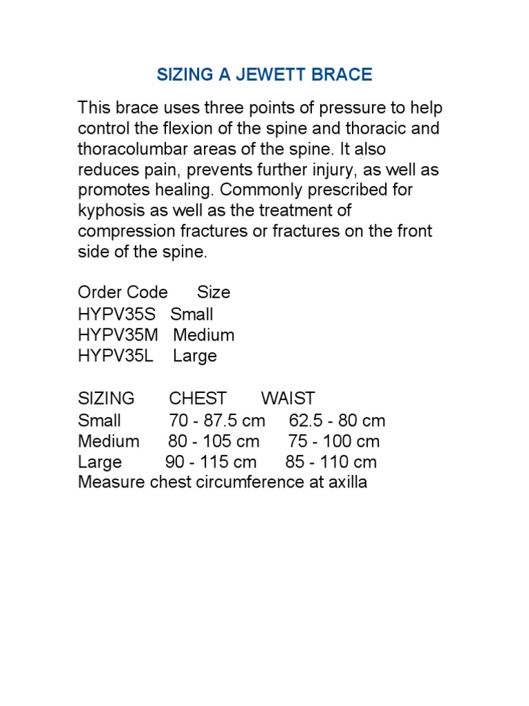 Sizing A Jewett Brace | PDF