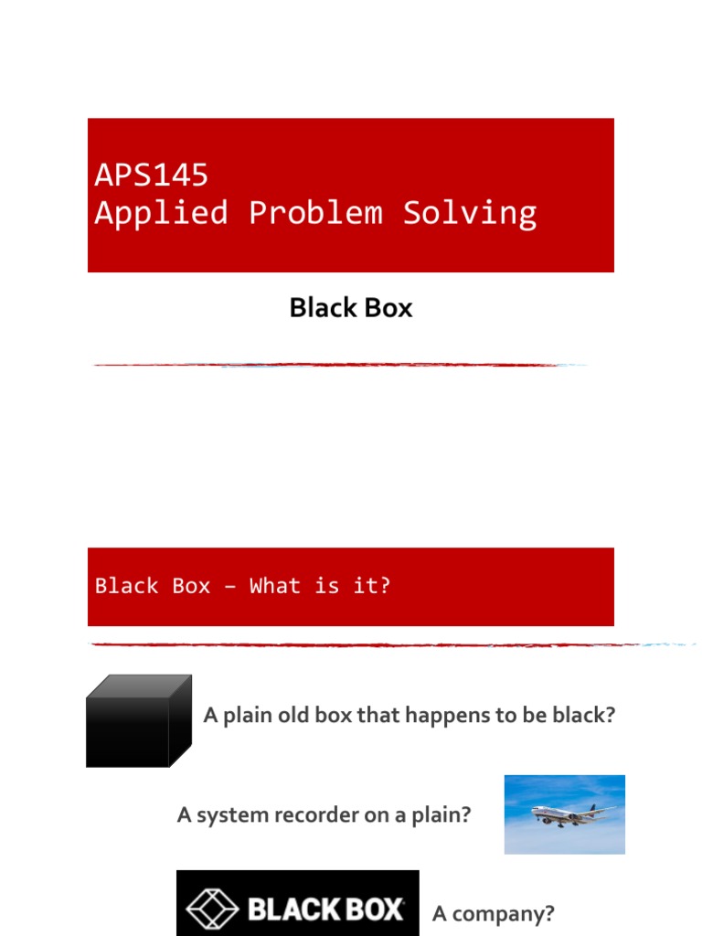 APS145 Applied Problem Solving: Black Box | PDF | Password | Airplane