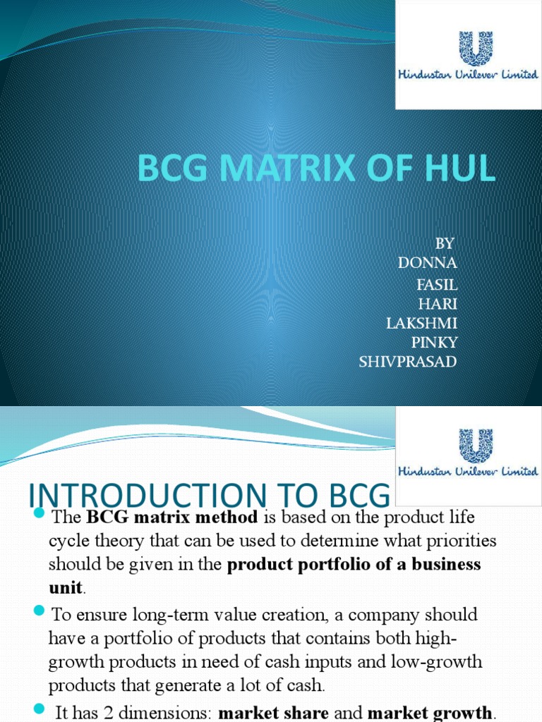 BCG Matrix of Hul | PDF | Unilever | Toiletry