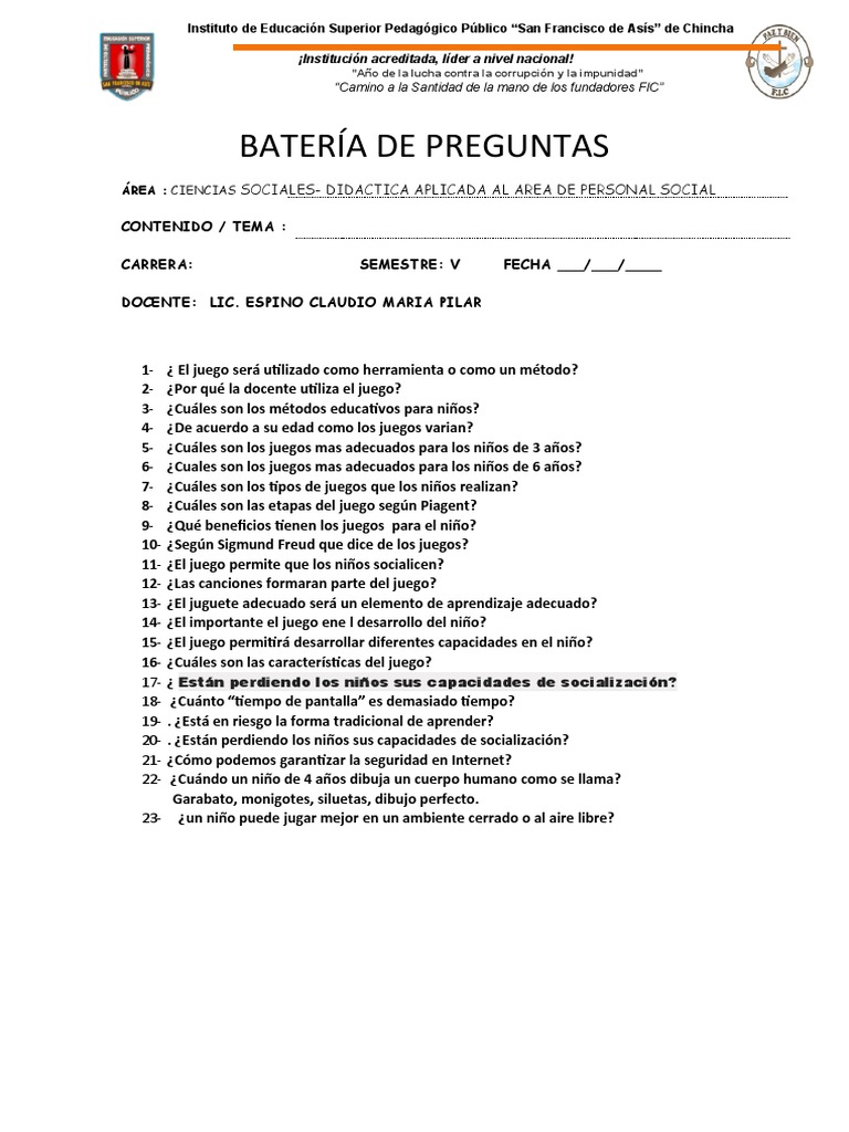 Batería de Preguntas | PDF