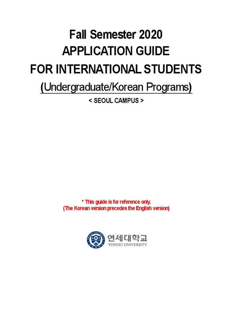 Fall Semester 2020 Application Guide For International Students | PDF ...