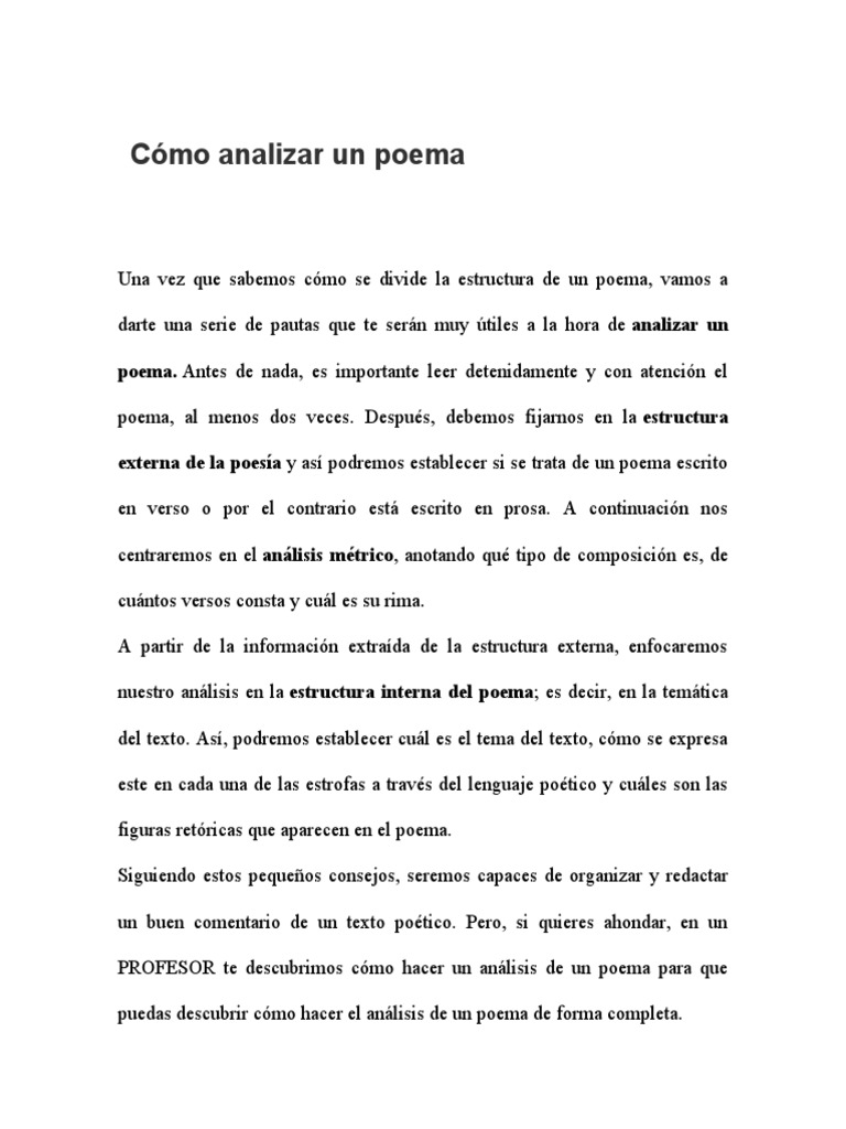 Cómo Analizar Un Poema | PDF
