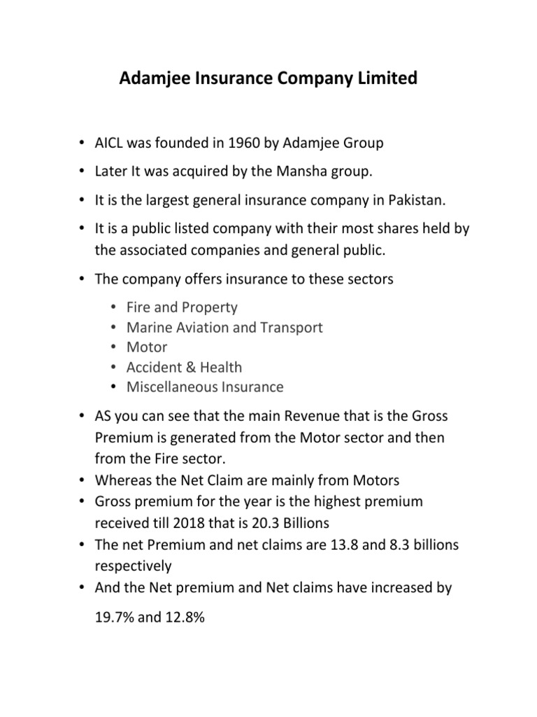 Adamjee Insurance Company Limited | PDF | Insurance | Dividend
