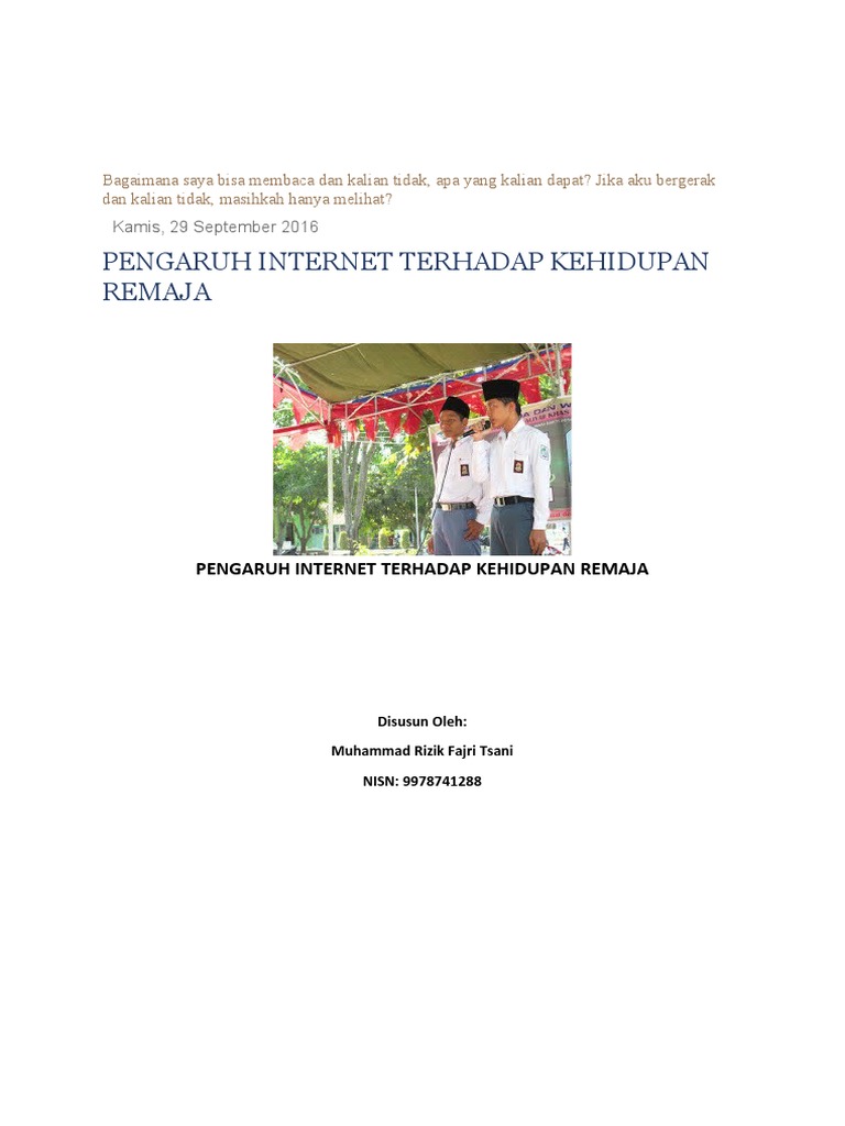 Pengaruh Internet pada Remaja | PDF | Ilmu Sosial | Komputer