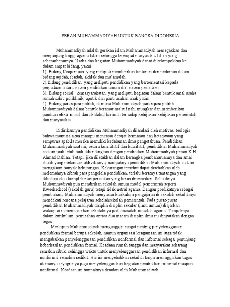 Peran Muhammadiyah dalam Pendidikan dan Sosial | PDF | Karier ...