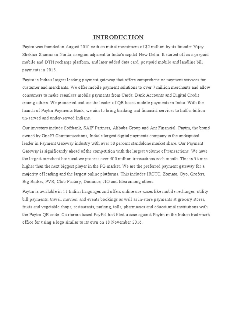 An Analysis of Paytm: India's Leading Digital Payment Platform | PDF ...
