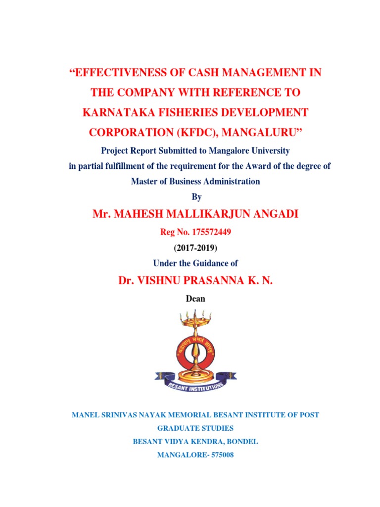 MBA Project PDF | PDF | Working Capital | Market Liquidity