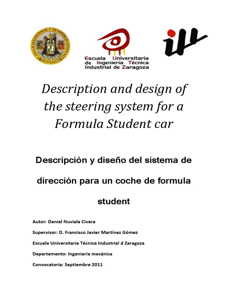 Steering System Design for Formula Student | PDF | Steering | Tire