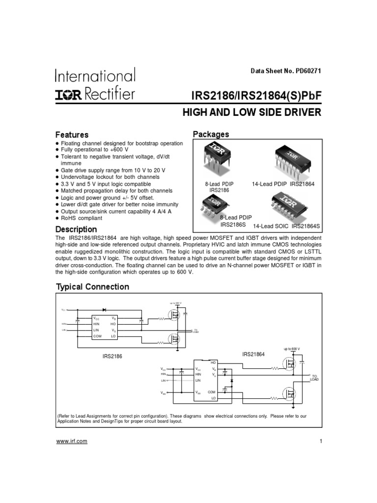 Irs2186/Irs21864 (S) PBF: High and Low Side Driver | PDF | Field Effect ...