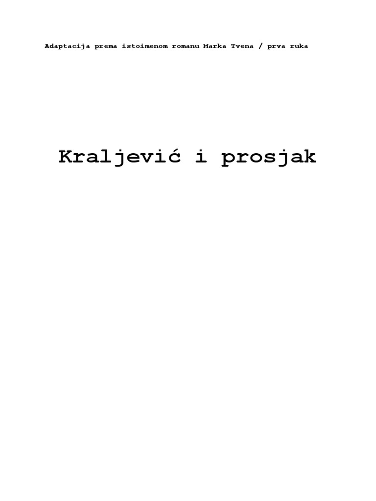 Adaptirani Dramski Tekst - Kraljevic I Prosjak | PDF
