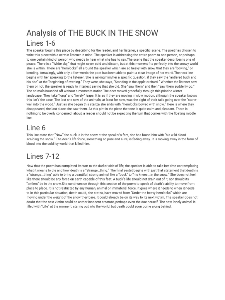 Analysis of The Buck in The Snow | PDF | Deer