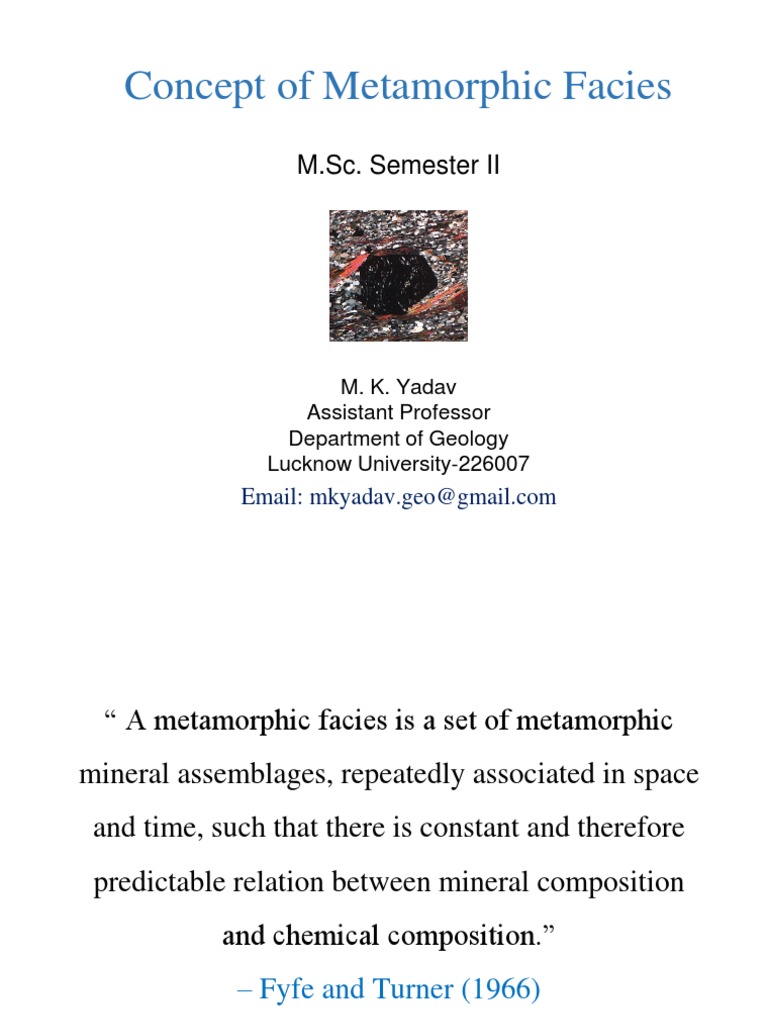Concept of Metamorphic Facies: M.Sc. Semester II | PDF | Minerals ...