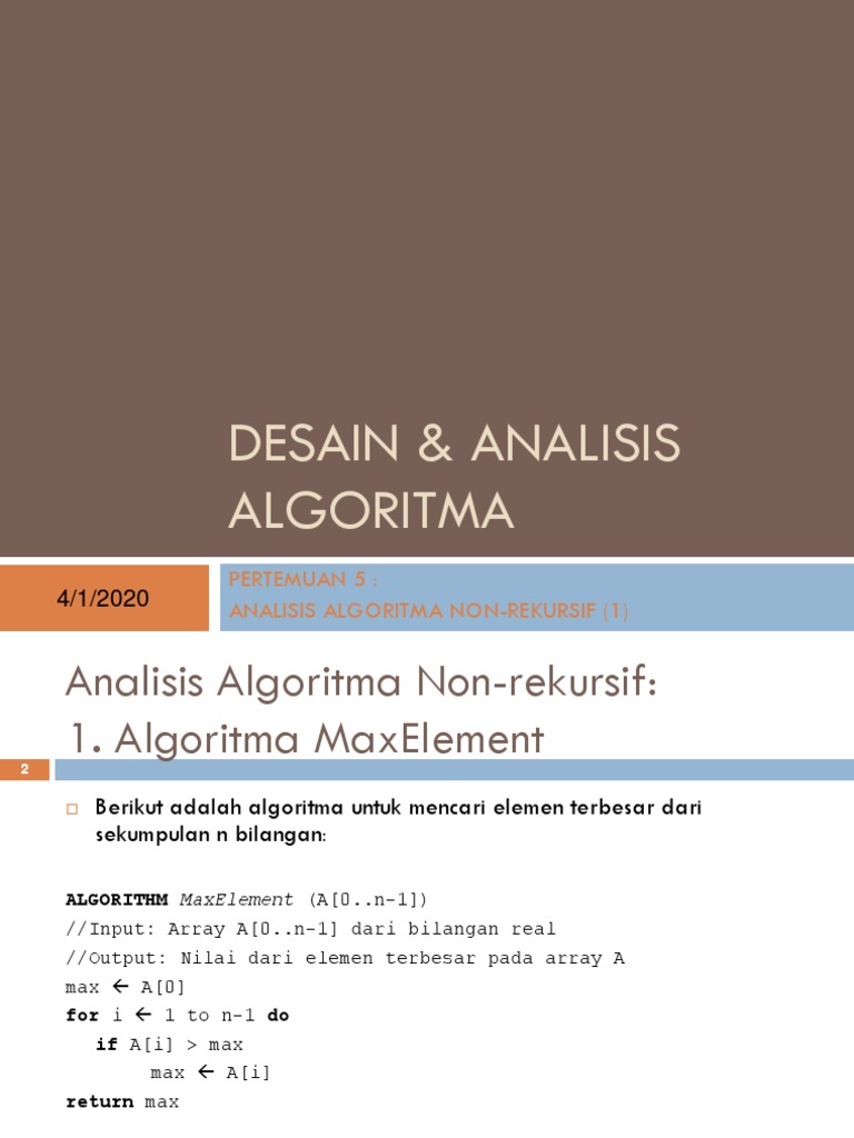 DAA-PERTEMUAN 05-Analisis Algoritma Non-Rekursif | PDF