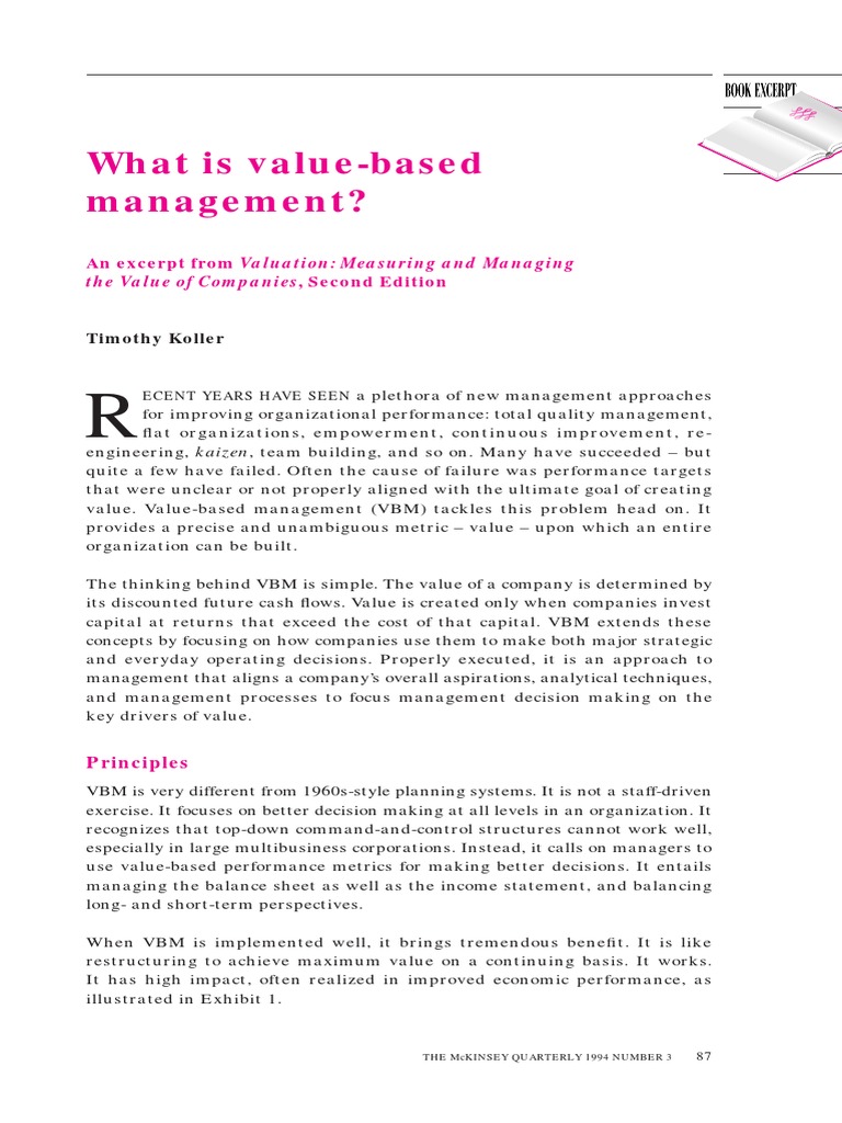 Value Based Management Research Article PDF | PDF | Shareholder Value ...