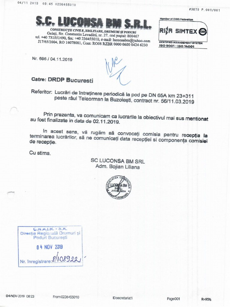 Adresa Finalizare Lucrari Buzoesti PDF | PDF