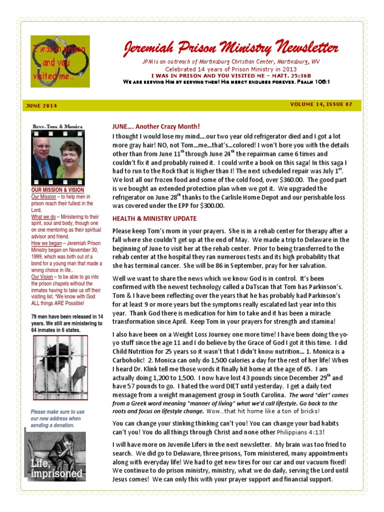 Jeremiah Prison Ministry Jeremiah Prison Ministry Jeremiah Prison ...