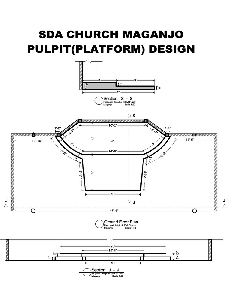 Sda Church Maganjo Pulpit (Platform) Design: Section S - S | PDF ...
