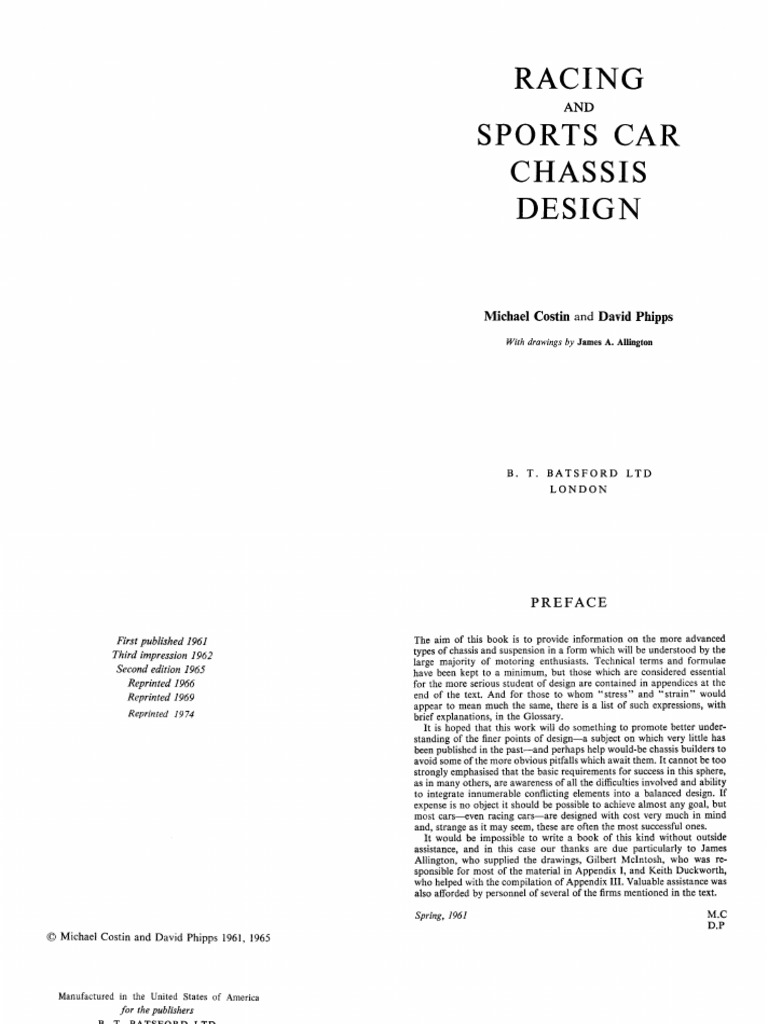 Racing and Sports Car Chassis Design | PDF