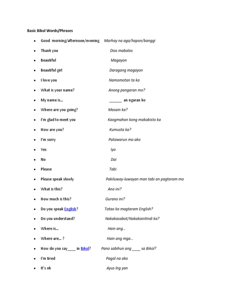 Bikol Words | PDF