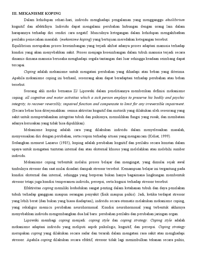 Mekanisme Koping (Konsep Diri) | PDF