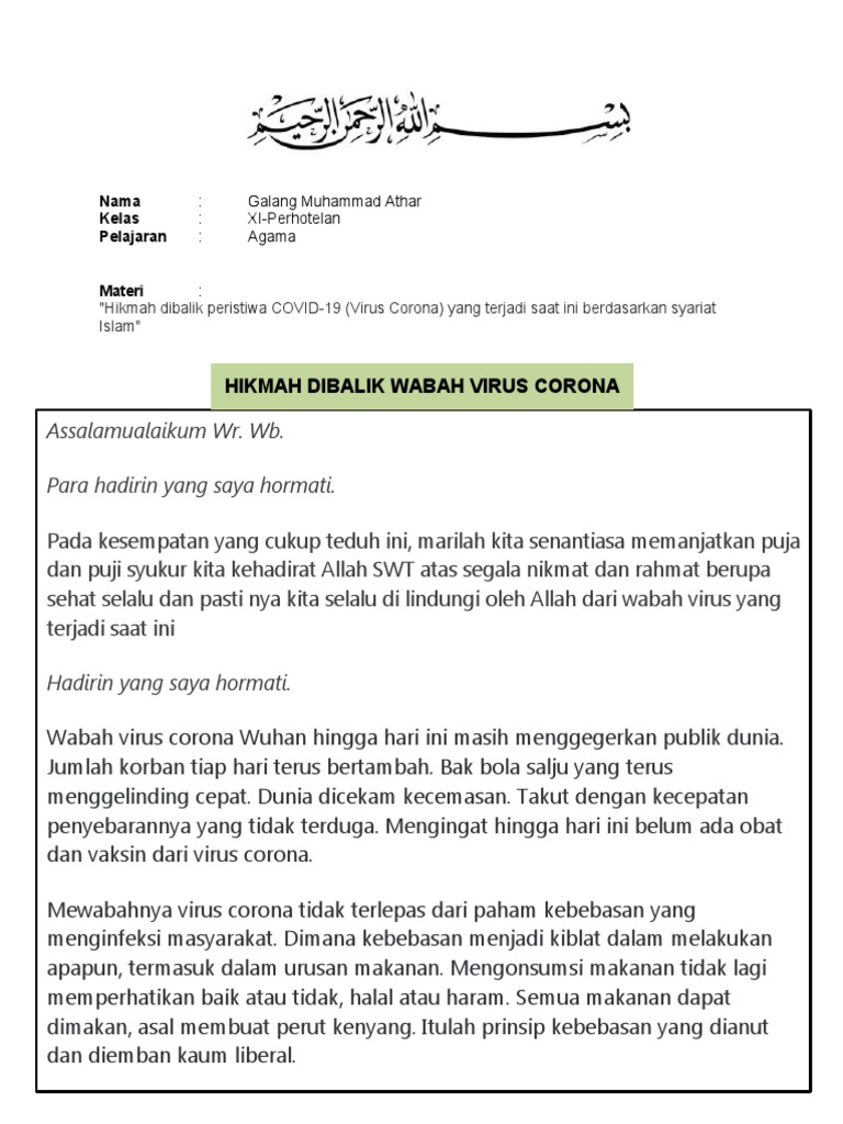 Pidato Covid 19 | PDF | Agama & Spiritualitas