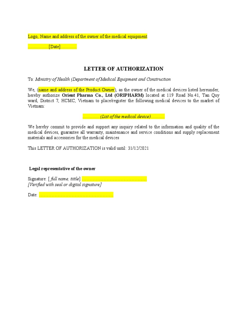 Letter of Authorization