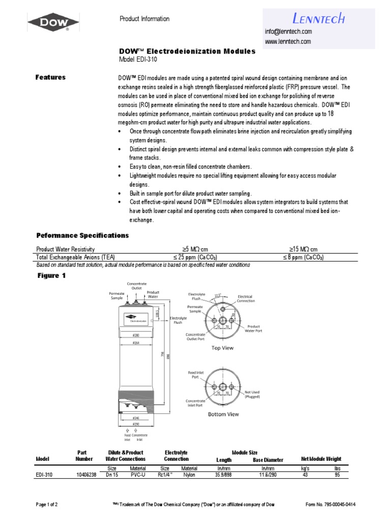 Dow-EDI-310-L | PDF | Water | Chemical Substances