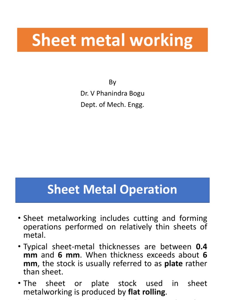 An Overview of Common Sheet Metal Working Processes Including Cutting ...