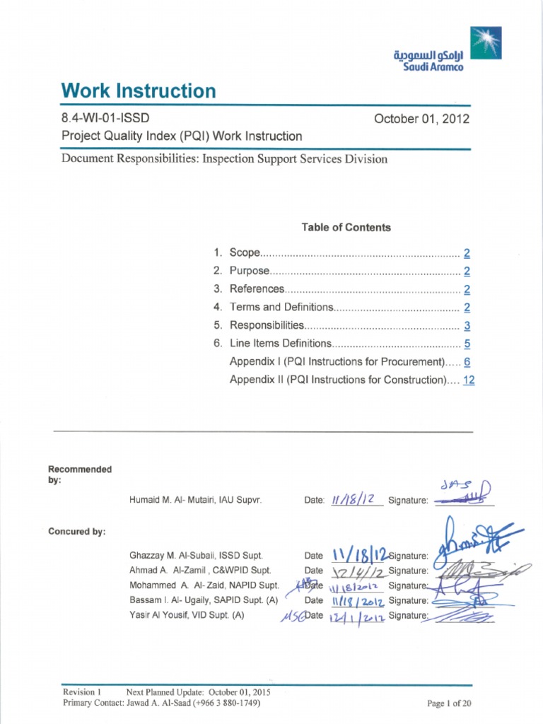 Pqi Input | PDF | Project Management | Procurement