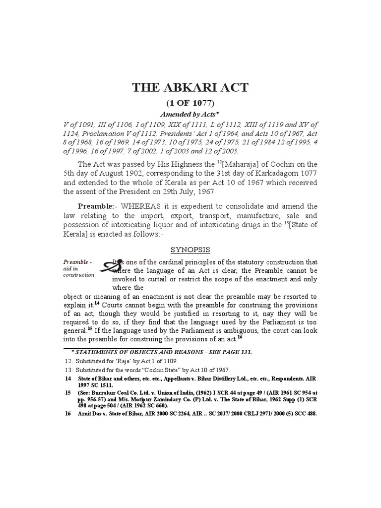 Abkari Act | PDF | Inspector | Fermented Drinks